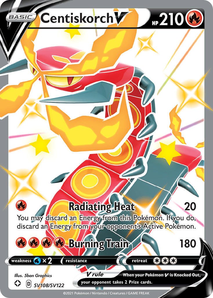Centiskorch V SV108/SV122 Shiny Holo Full Art - Pokemon Shining Fates